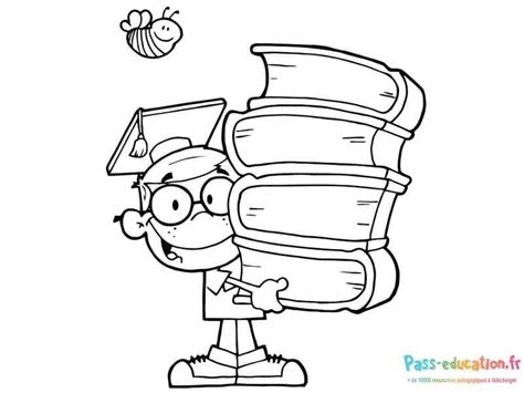 Élève Avec Livres Rentrée Gratuit à Imprimer Passcoloriage