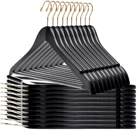 Quality Black Wooden Hangers Slightly Curved Hanger