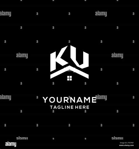 Initial KV Logo With Abstract Home Roof Simple And Clean Real Estate
