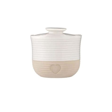 700ml Cream And Beige Stoneware Farm Cockerel Hen Airtight Canister