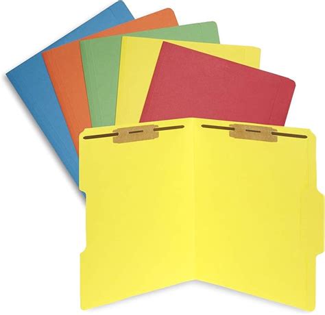 50 Assorted Color Fastener File Folders 13 Cut