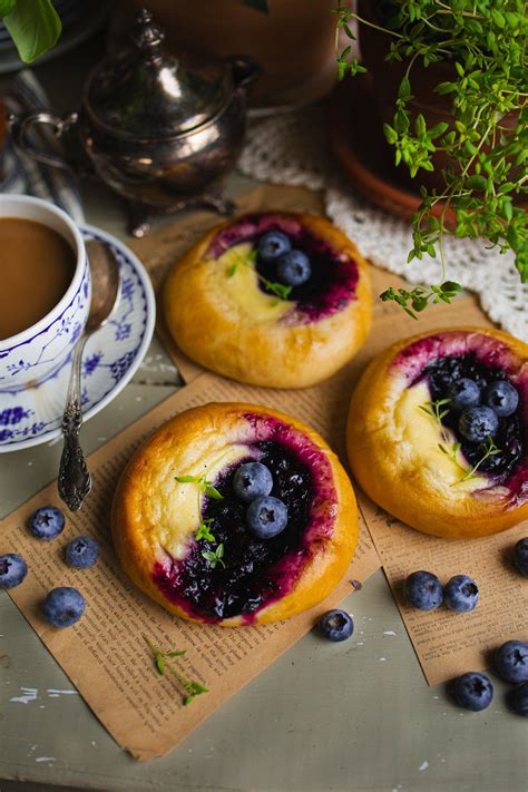 Wild Blueberry Ricotta Sweet Buns Slavic Inspired Vatruschka Buns