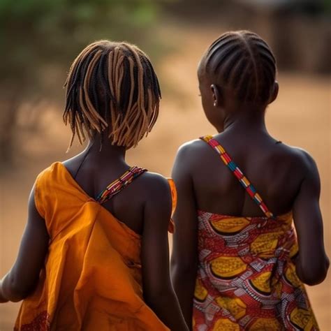 Premium Photo Two Young Girls Walk Down A Dirt Road One Of Which Is
