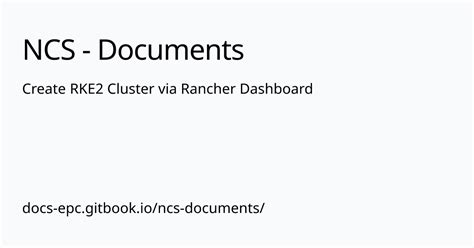 Create Rke2 Cluster Via Rancher Dashboard Ncs Documents
