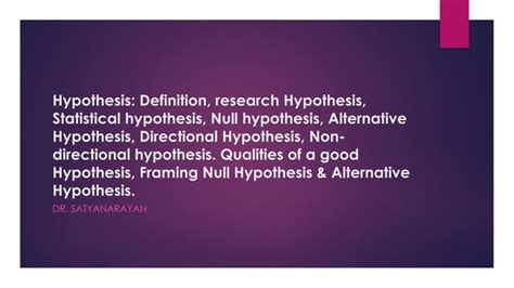 Hypothesis Types Significance Research Pptx