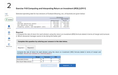 solved 2 exercise 11 8 computing and interpreting return on