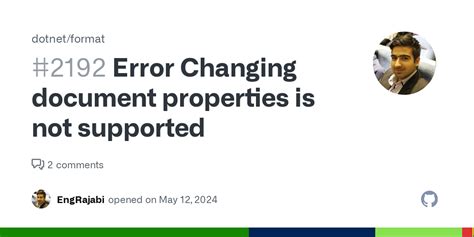 Error Changing Document Properties Is Not Supported Issue 2192