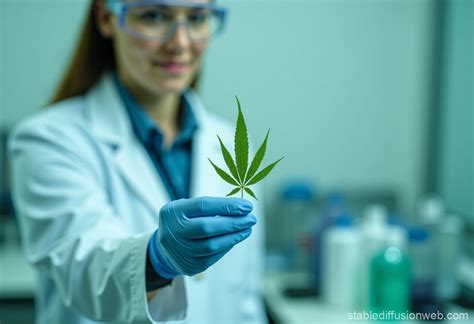 Lab Technician With Cannabis Leaf Stable Diffusion Online