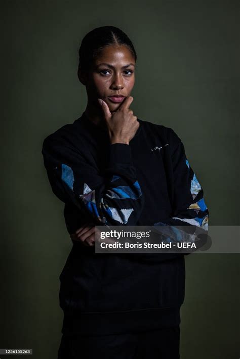 Sveindis Jonsdottir Of Vfl Wolfsburg Poses During The Uefa Womens