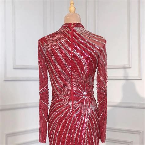 Serene Hill Muslim Sliver Nude Elegant Mermaid High Neck Evening Dress