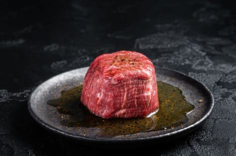 Fillet Mignon Prime Beef Steak Raw Dry Aged Marble Meat With Herbs And