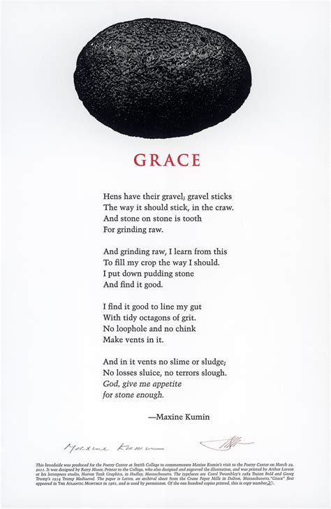 Maxine Kumin Grace Barry Moser Broadside Scma Shop