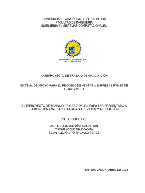 Anteproyecto Grupo 5 Pdf Software Objeto Informática