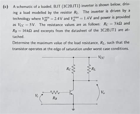 Solved A Schematic Of A Loaded Bjt 3c2bjt1 Inverter Is