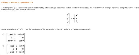 Solved A Rectangular X Y Z Coordinate System Is Obtained