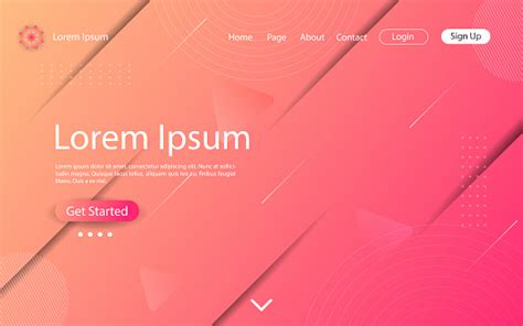 웹 사이트 방문 페이지 디자인과 추상적 기하학적 및 동적 모양이 있는 위기의 핑크 컬러 배경 벡터 일러스트레이션 Eps10 0명에 대한 스톡 벡터 아트 및 기타 이미지