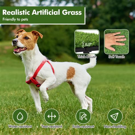 30 Pcs Interlocking Artificial Grass Tiles Costway