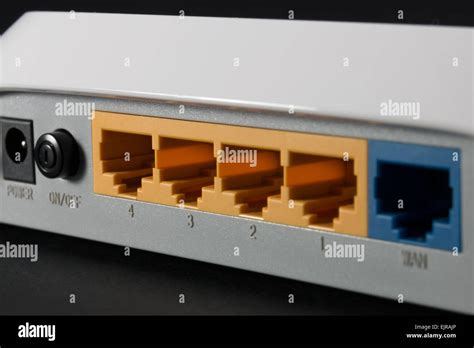 Ethernet Port On The Back Of The Router Network Port On Black Background Stock Photo Alamy