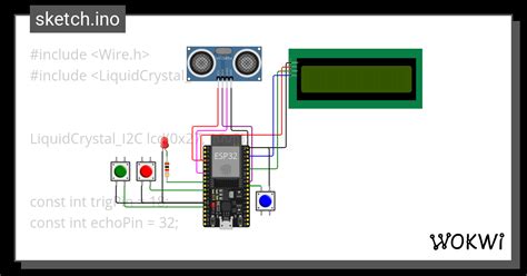 Sistema de medição de distância alarme e display LCD Wokwi ESP32