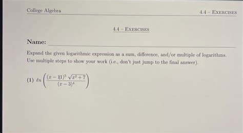 Solved Expand The Given Logarithmic Expression As A Sum Chegg Com