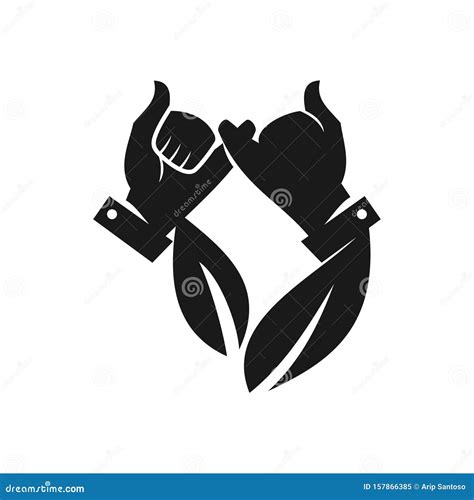 Leaf With Hand Commitment Teamwork Together Black Logo Stock Vector