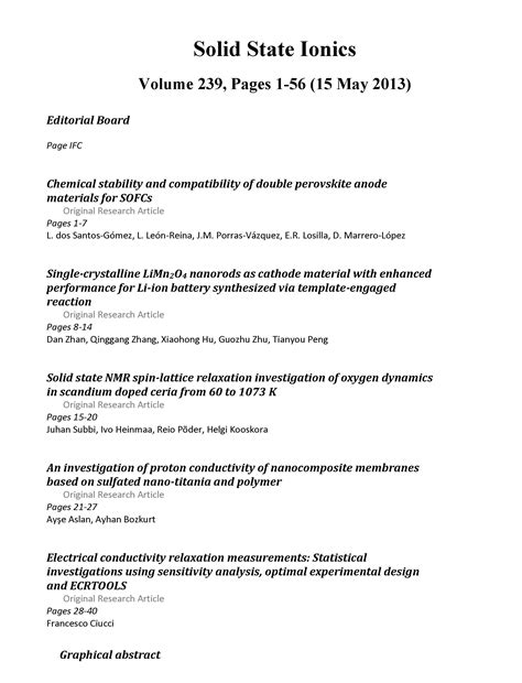 Solid State Ionics Diffusion And Reactions 2013 V 239 Web кабинет учёного