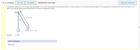 Solved What Is The Angular Velocity At The Lowest Point