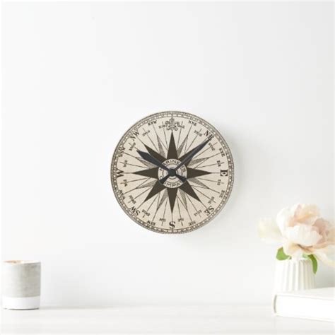 Vintage Compass Rose Wall Clock Zazzle