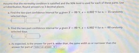 Solved Assume That The Normality Condition Is Satisfied And
