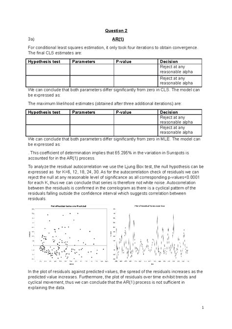 Assignment 3 Question 2 Question 2 3a Ar1 For Conditional Least