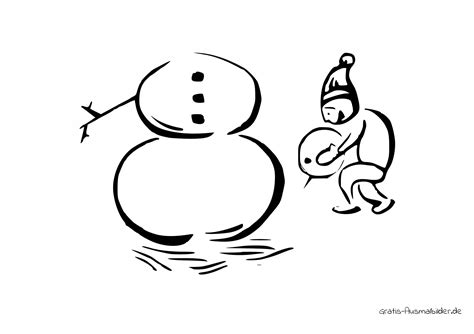 Ausmalbild Kind Baut Schneemann Kostenlose Malvorlagen Bei Gratis