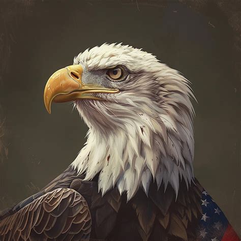 Bald Eagle Holding American Flag In Beak Premium Ai Generated Image
