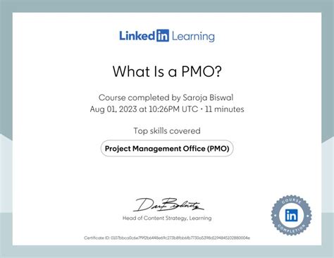 saroja biswal on linkedin certificate of completion