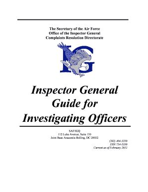 Fillable Online Af Investigating Officers Guide U S Air Force Af Fax Email Print