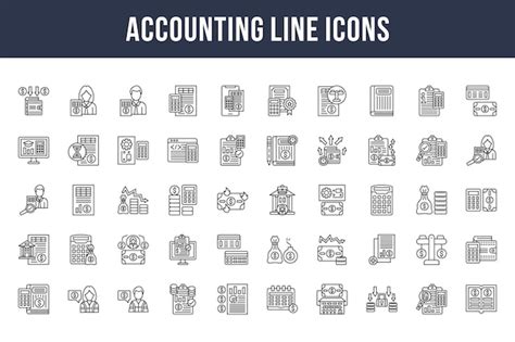 Iconos de línea de contabilidad Vector Premium