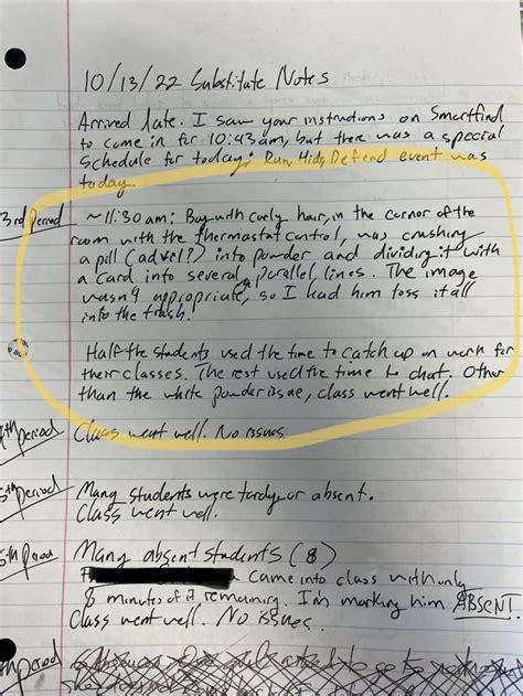 Substitute Notes Rschool