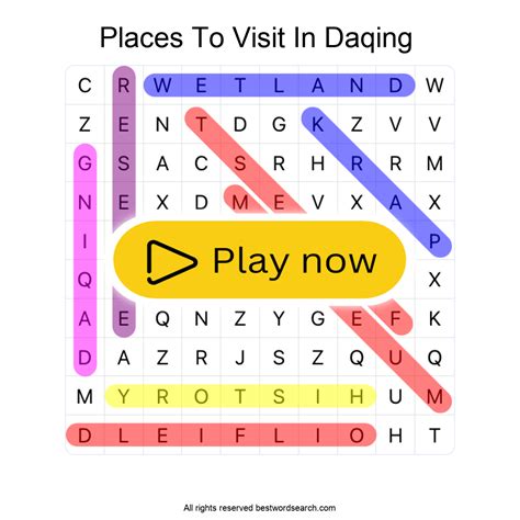 Places To Visit In Daqing Places To Visit Word Search