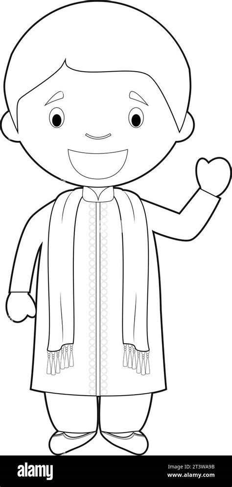 Easy Coloring Cartoon Character From Bangladesh Dressed In The