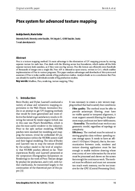 Pdf Ptex System For Advanced Texture Mapping