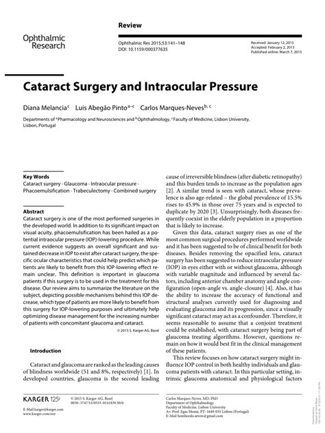 Pdf Cataract Surgery And Intraocular Pressure