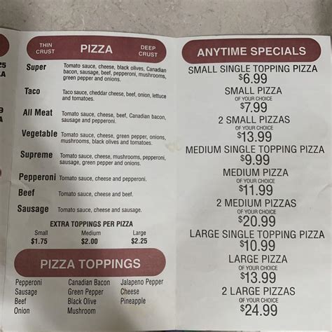 Menu At Big Banjo Pizza Parlor Pizzeria Pine Bluff W 28th Ave