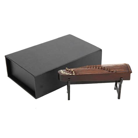 Miniature Chinese Zither Model Wooden Musical Instrument Model Desktop
