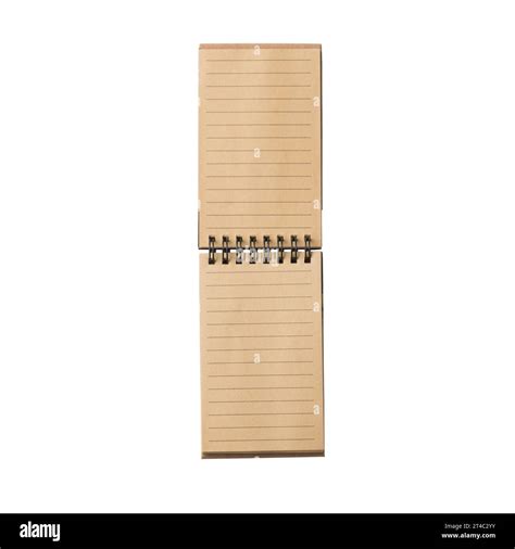 open paper notebook with coil binding and brown stationery pages lined