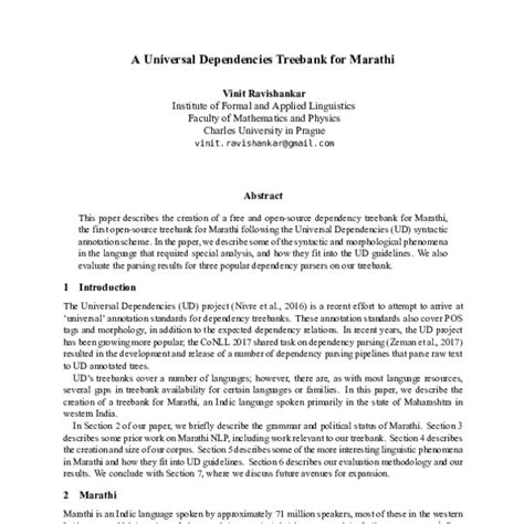 A Universal Dependencies Treebank For Marathi Acl Anthology