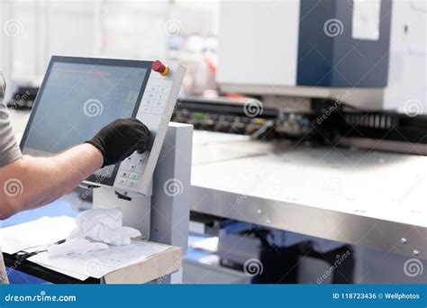 Man Working At Programmable Machine Stock Photo Image Of Automated