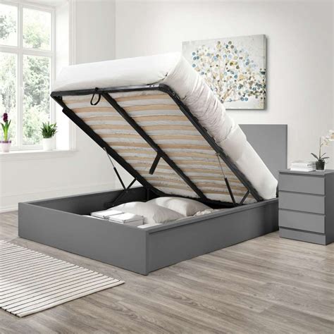 Hoxton Double Ottoman Bed Grey Assembly Required Oak World