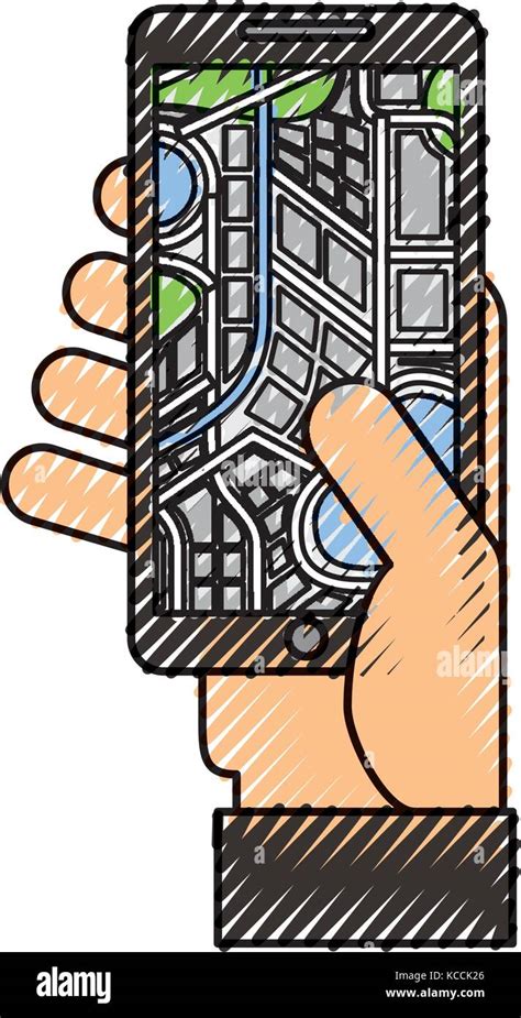 Hand Holding Mobile Phone With Gps Navigator Screen Stock Vector Image
