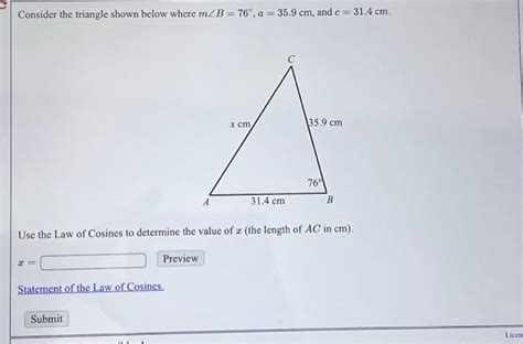 Solved Consider The Triangle Shown Below Where Chegg