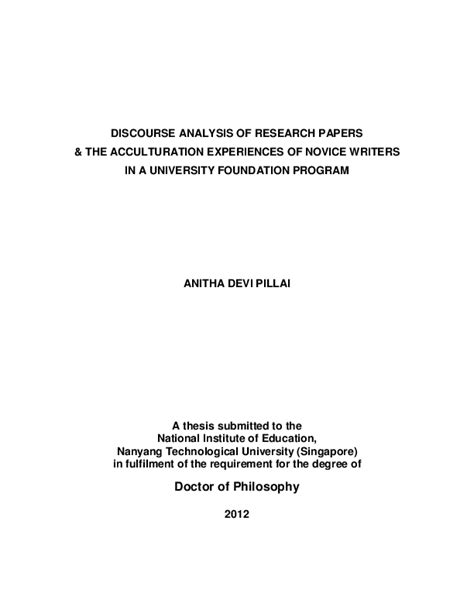 Pdf Discourse Analysis Of Research Papers