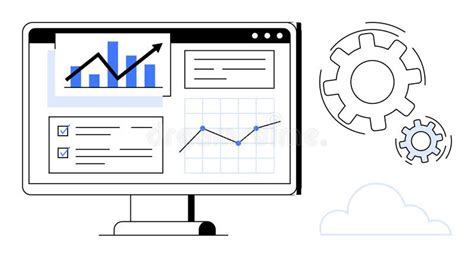 Data Analysis Dashboard With Growth Charts And Gears Representing